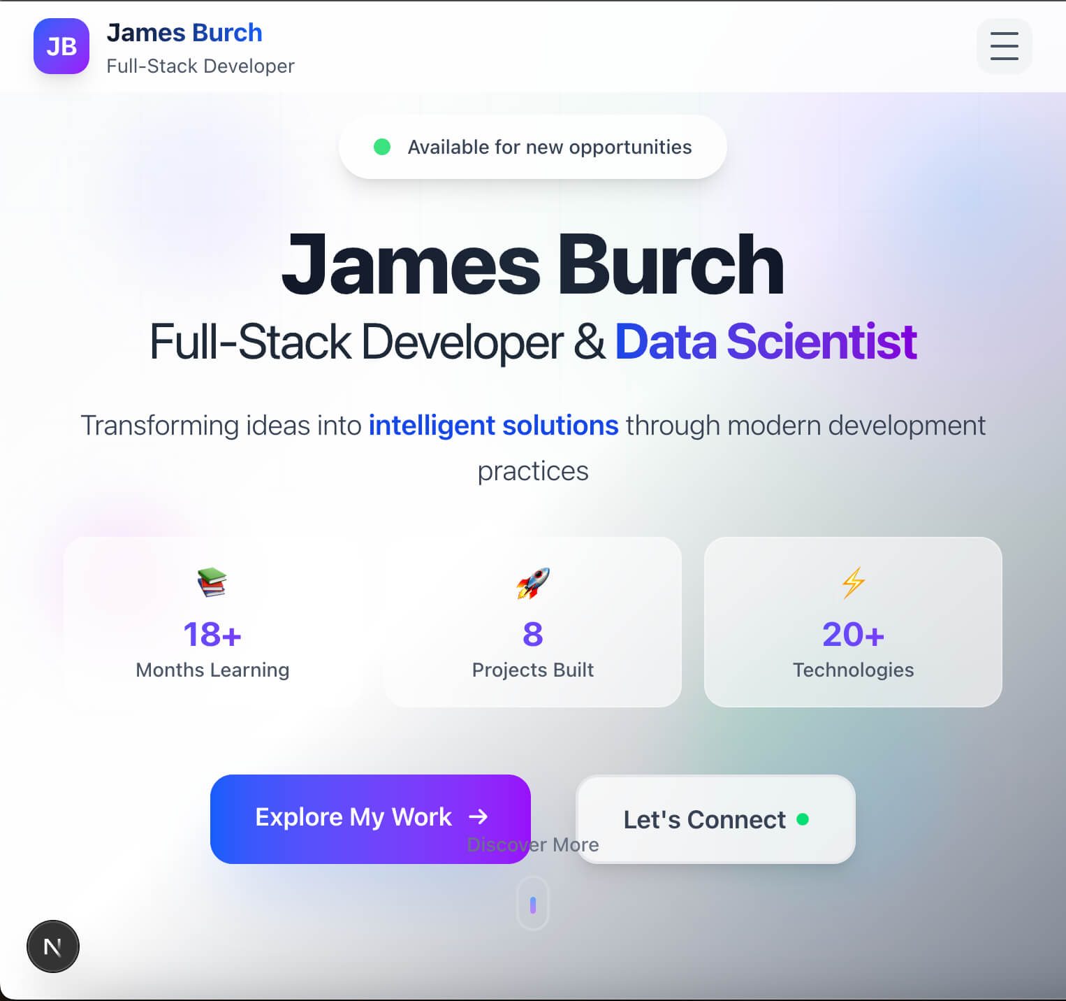 James Burch | Full-Stack Developer & Data Scientist